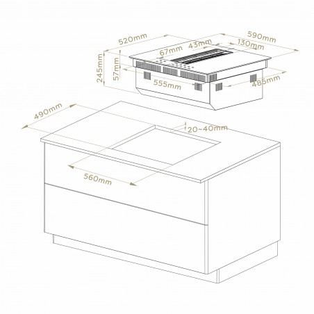 Plaque de cuisson à induction Ciarra ONE CBBEH594BBF 59 cm avec système plasma intégré